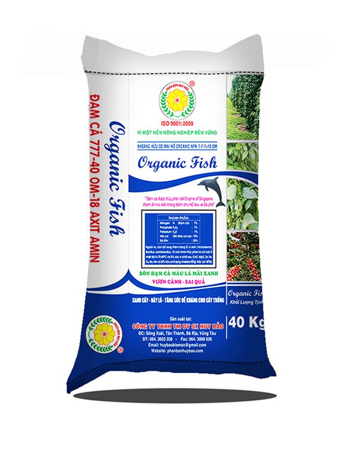 PHÂN HỮU CƠ NPK ORGANIC FISH - ĐẠM CÁ 777- (CHUYÊN TIÊU – CÀ PHÊ) 40kg ...