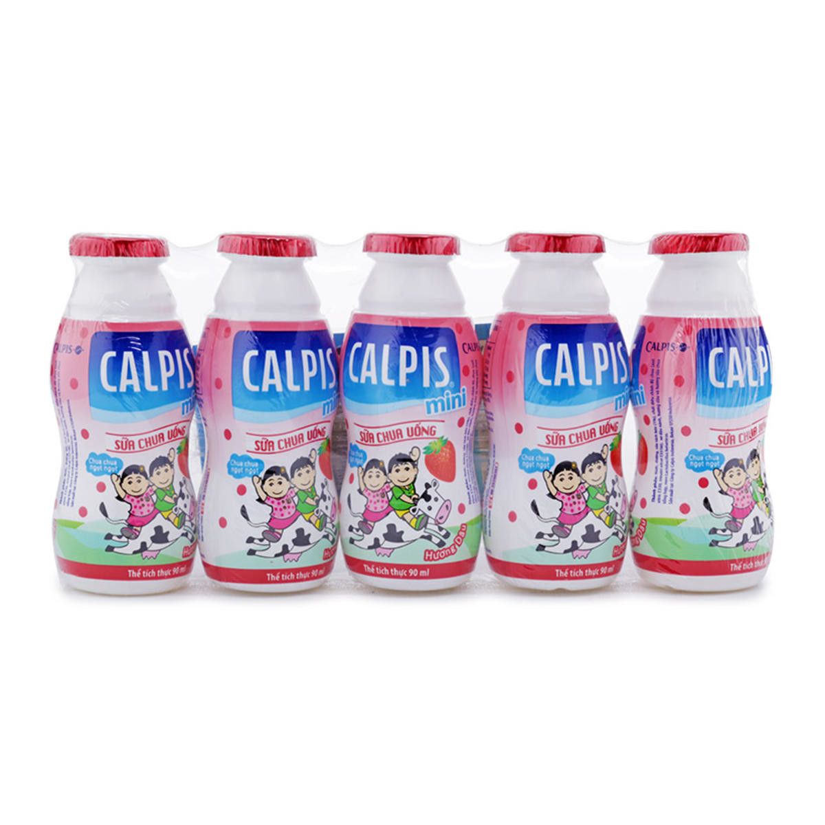 Sữa chua uống hương dâu Calpis mini lốc 5 chai x 90ml