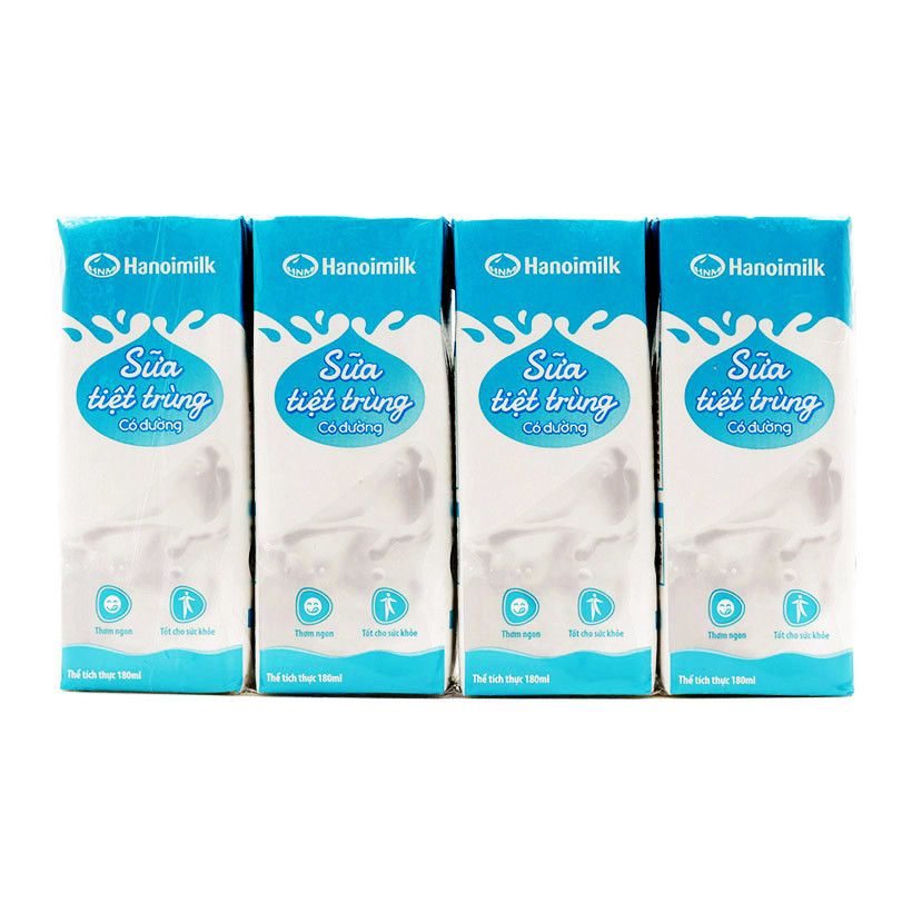 8935144501408 - Sữa tiệt trùng Hanoimilk có đường lốc 4 hộp